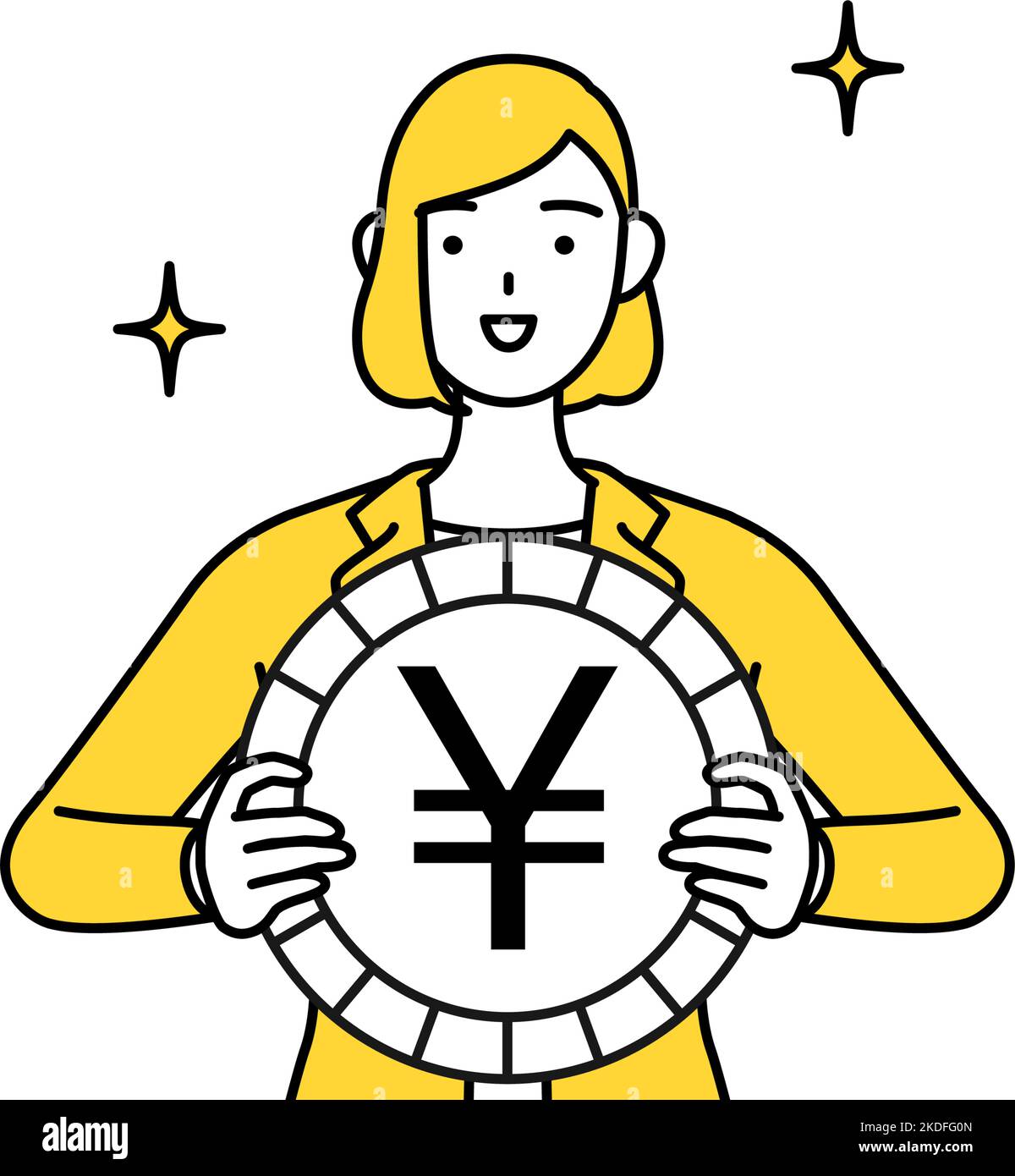 Simple line drawing illustration of a businesswoman in a suit, an image ...