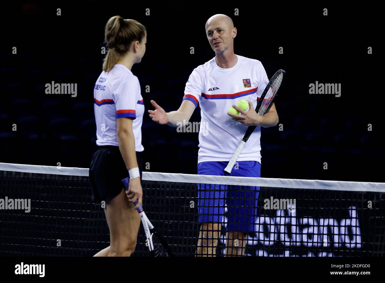 Karolina Muchova of Czech Republic, left, and non-plying captain of ...