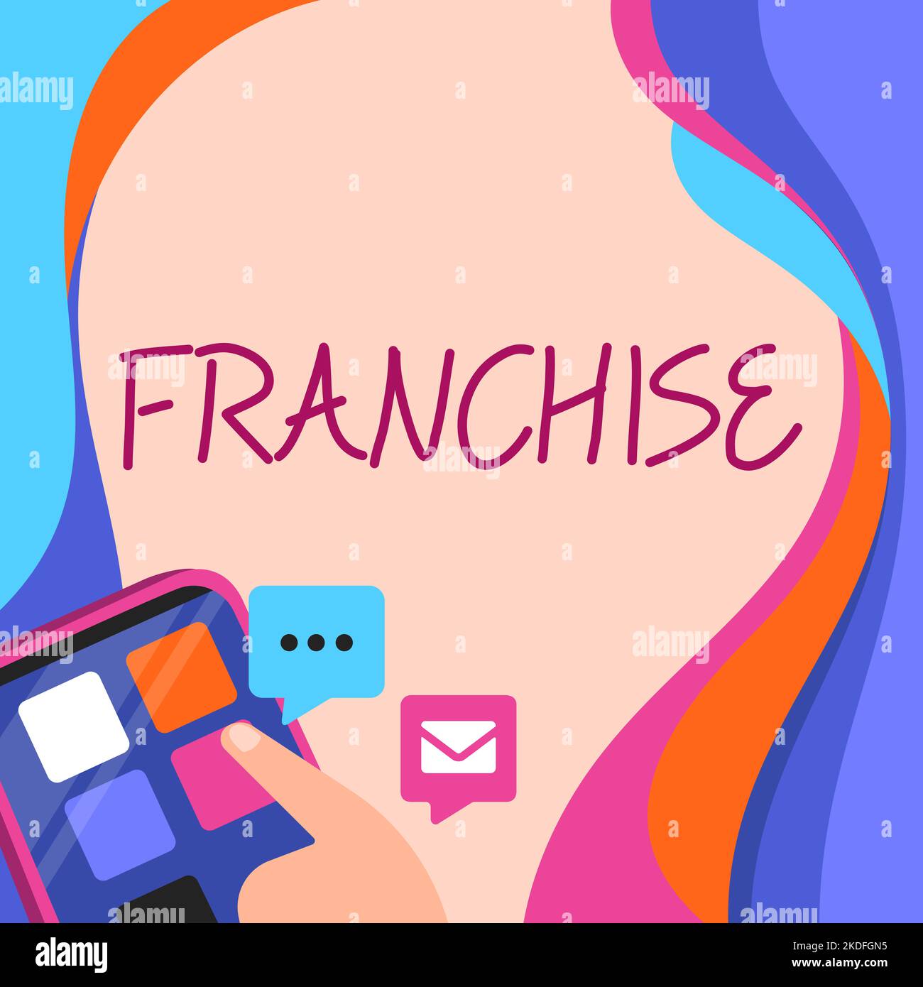 Text caption presenting Franchise, Word for give practical effect to ...