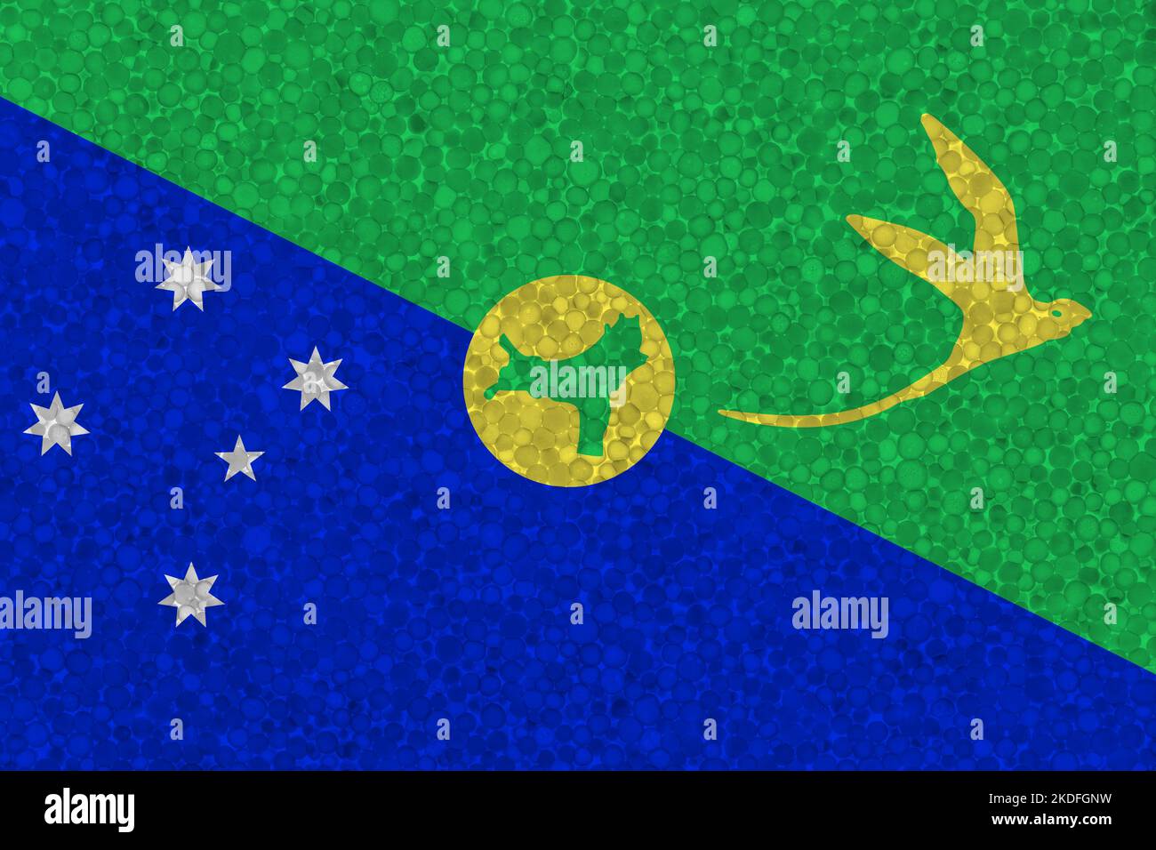 Flag of Christmas Island on styrofoam texture. national flag painted on ...