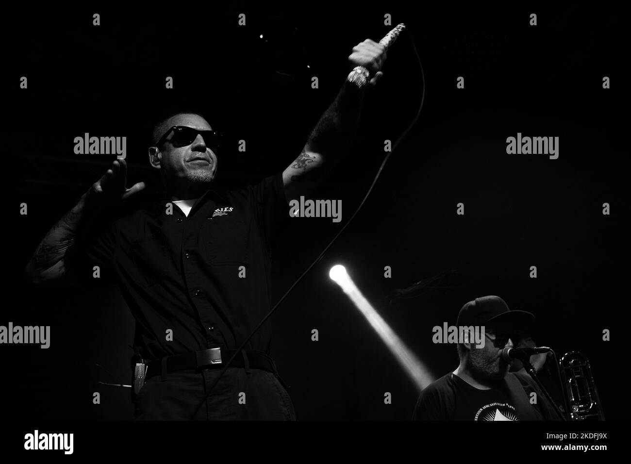 TBILISI, GEORGIA - OCTOBER 23, 2022: Male vocalist, singer holds a ...