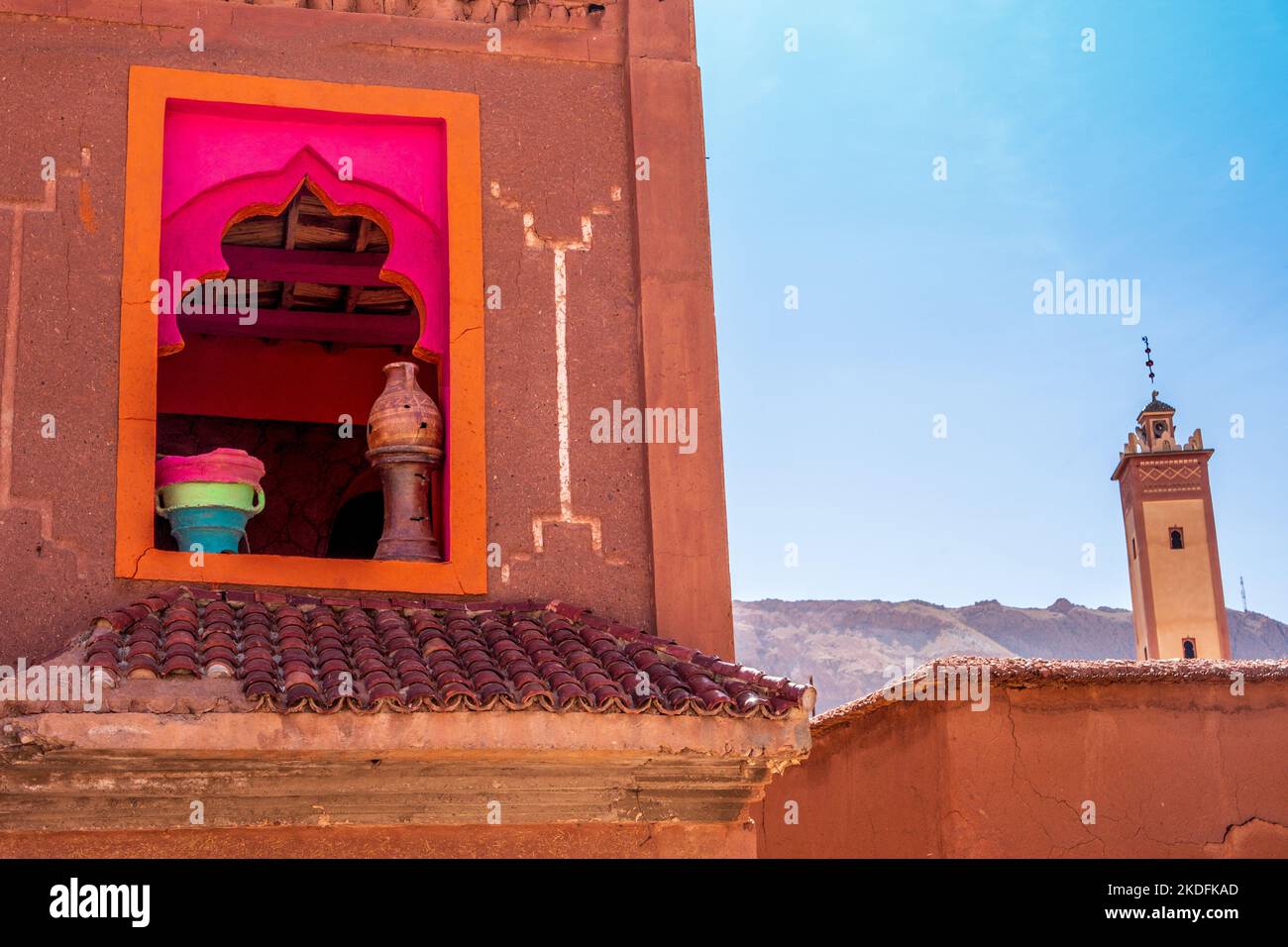 The Berber village of Bou Thagar in the Atlas mountains of Morocco. The ...
