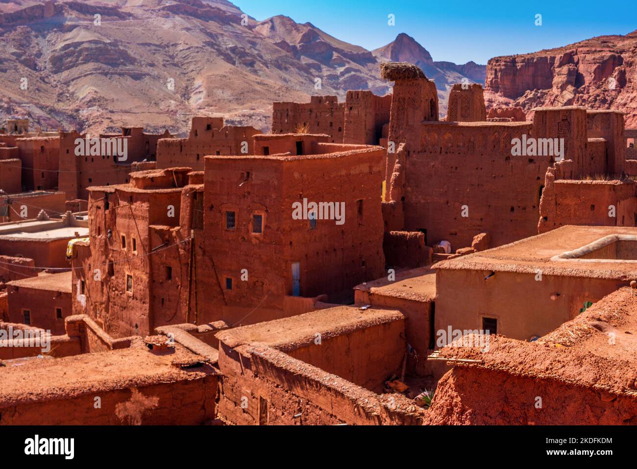 The Berber village of Bou Thagar in the Atlas mountains of Morocco. The ...