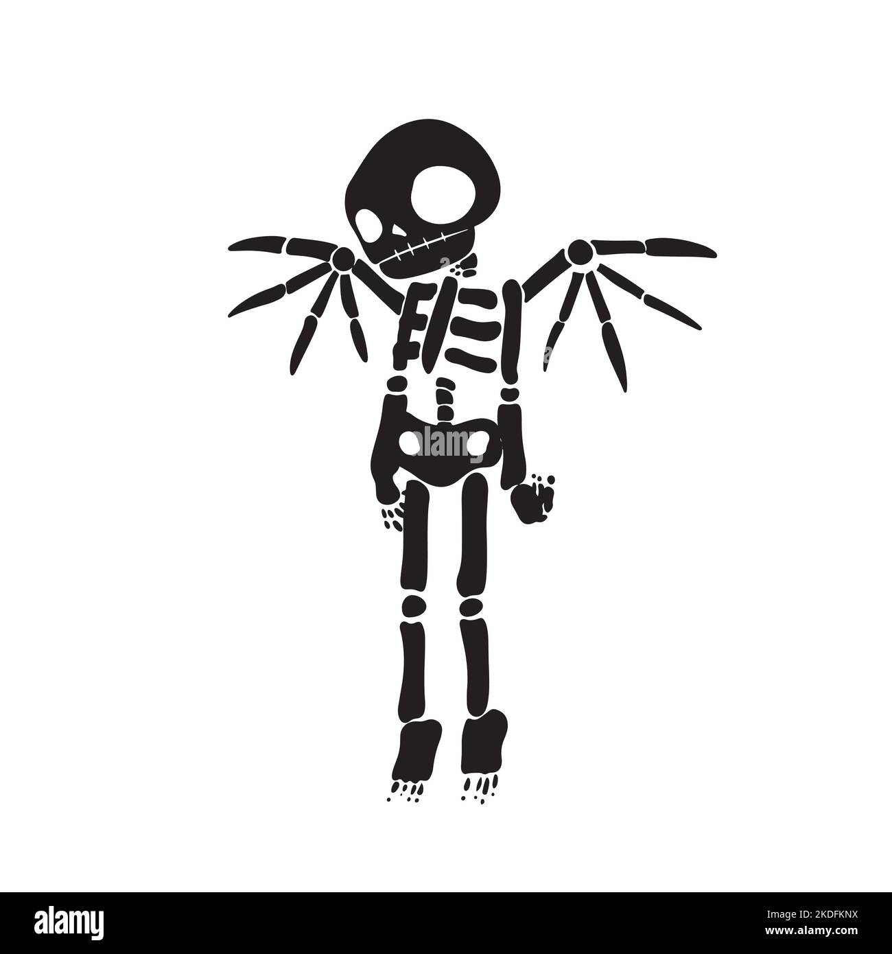 The black sticker pack of an angel skeleton silhouettes on a white ...
