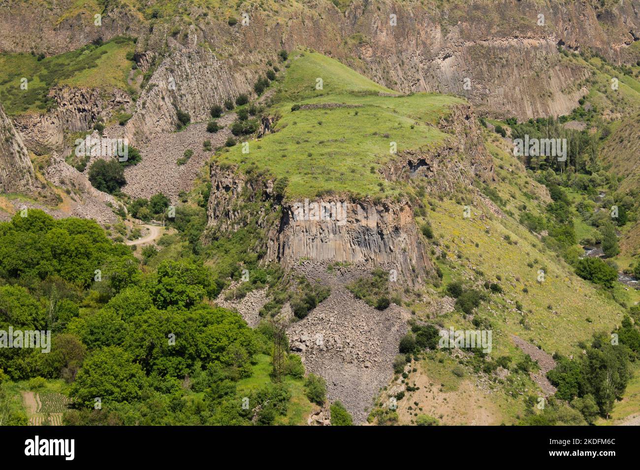 An aerial view of beautiful rocky cliffs and mountains in the rural ...