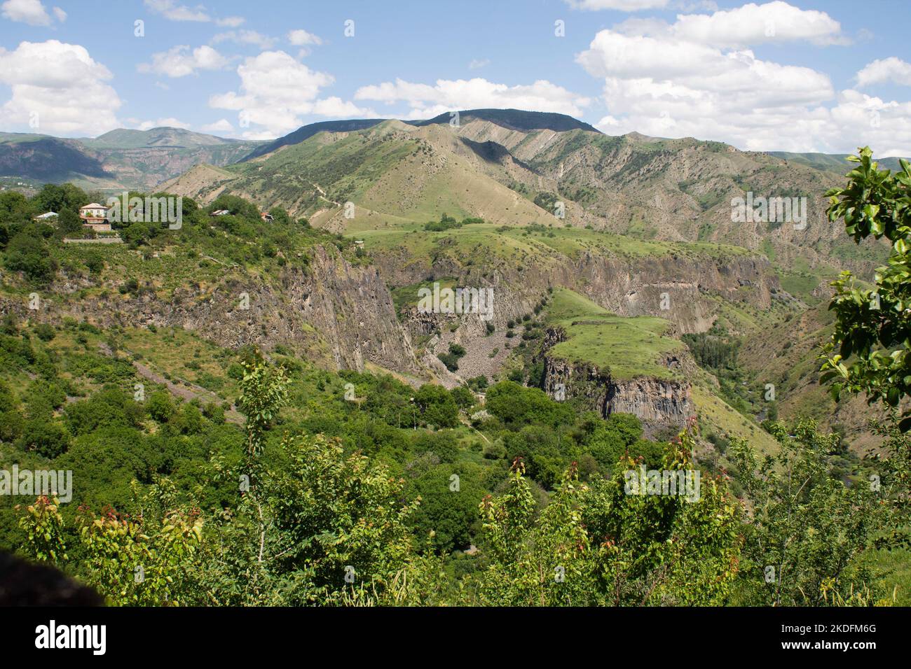 An aerial view of beautiful rocky cliffs and mountains in the rural ...