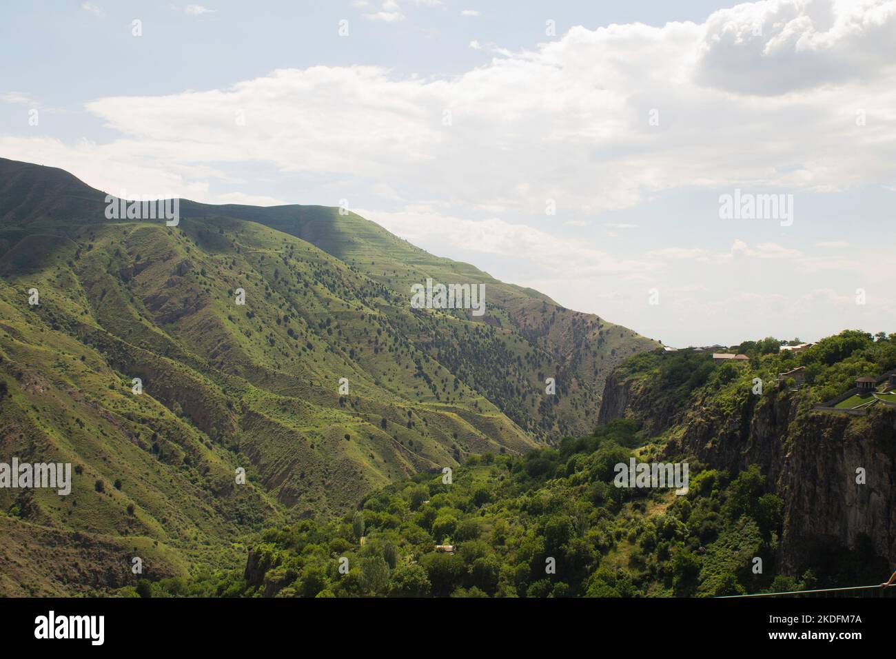 An aerial view of beautiful rocky cliffs and mountains in the rural ...