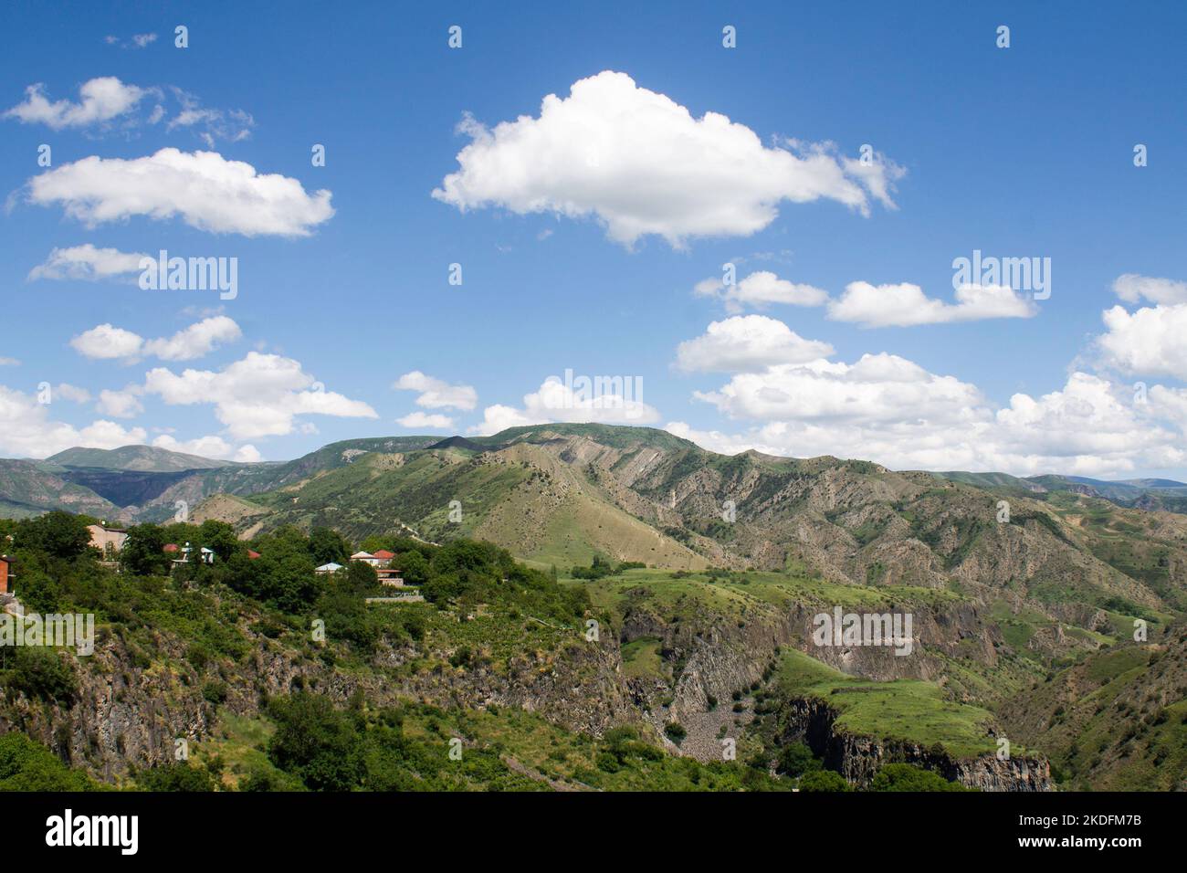 An aerial view of beautiful rocky cliffs and mountains in the rural ...