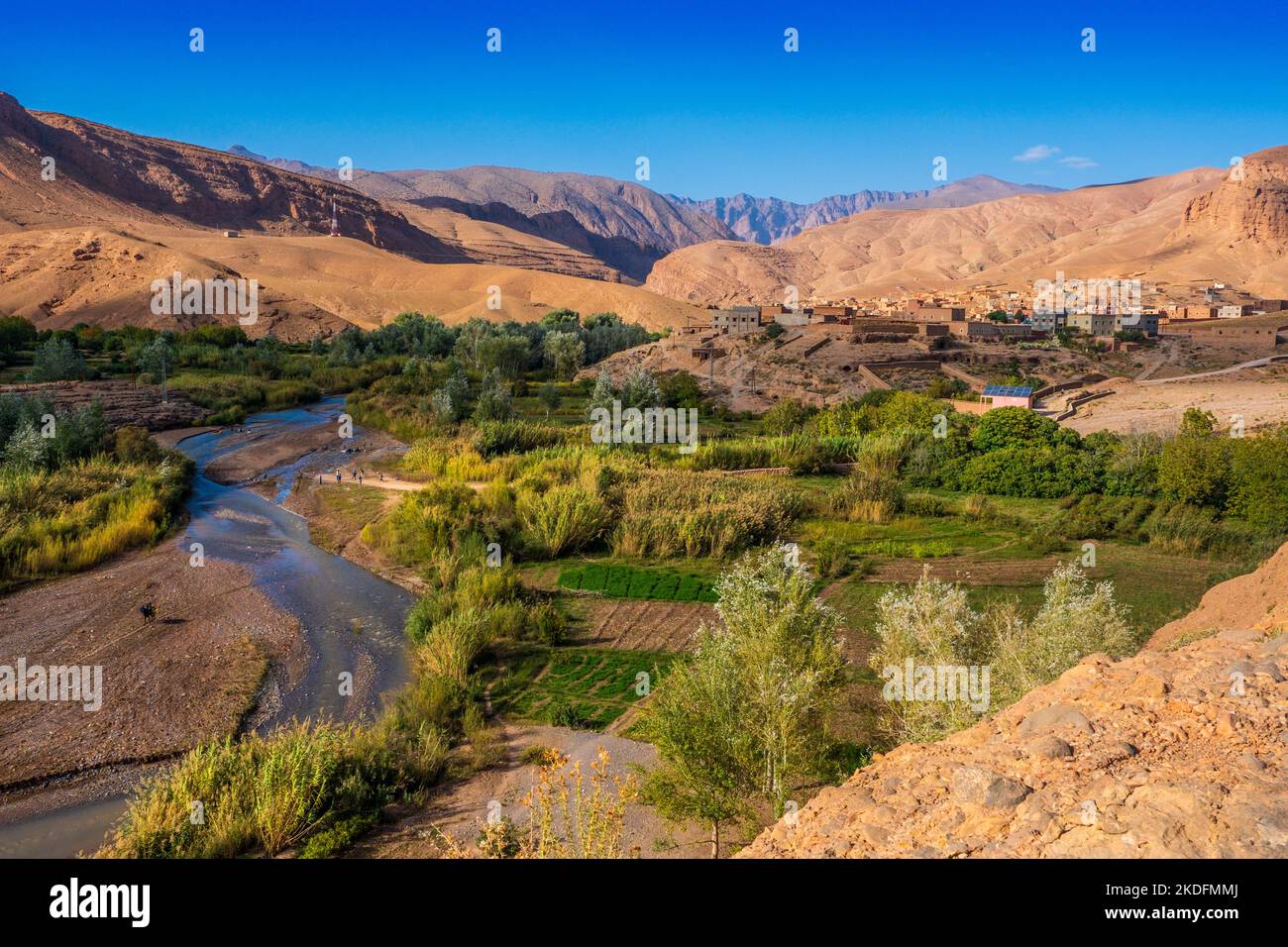 The Berber village of Tizguine in the M'Goun region of the Atlas ...