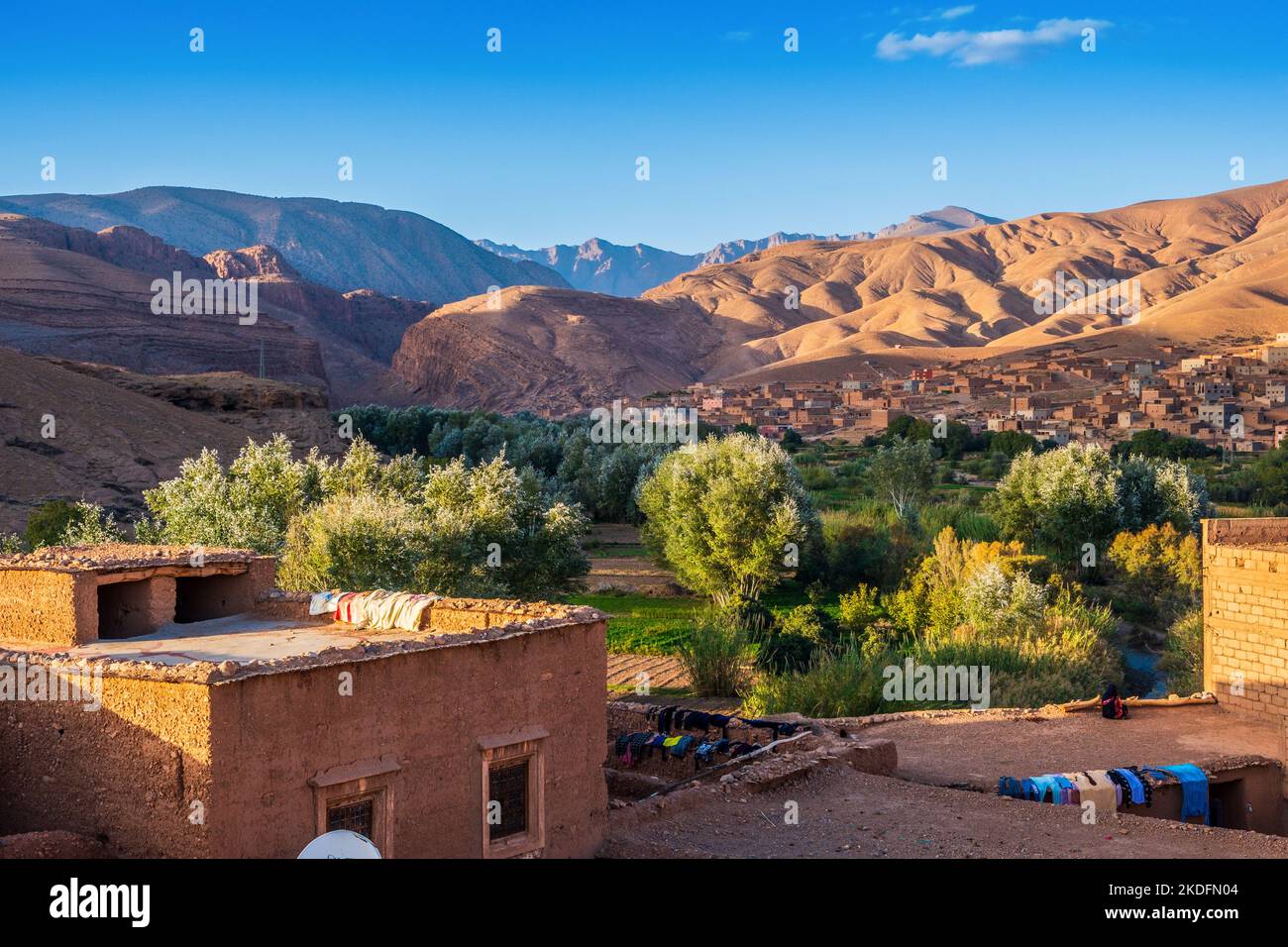 The Berber village of Tizguine in the M'Goun region of the Atlas ...