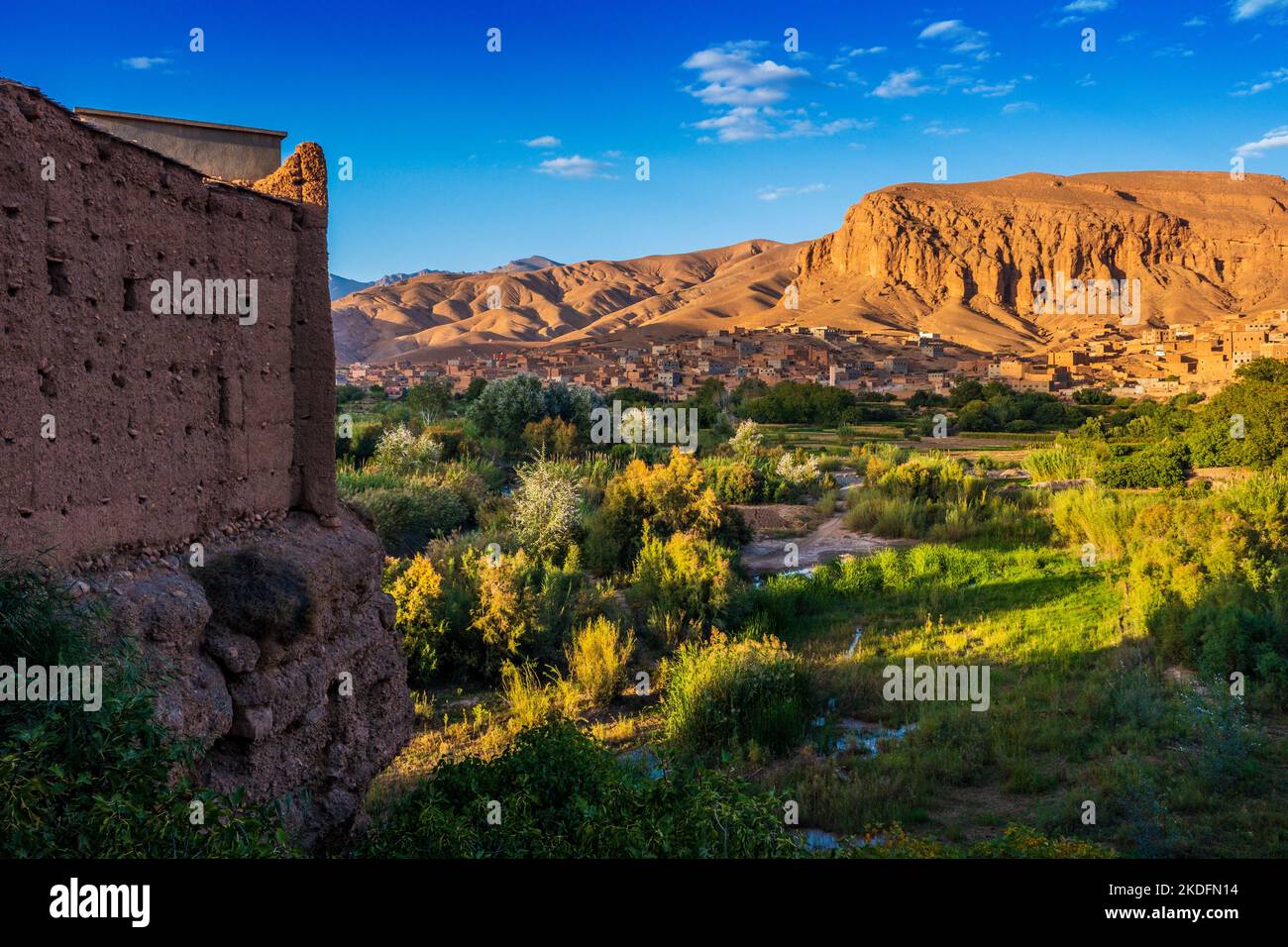The Berber village of Tizguine in the M'Goun region of the Atlas ...