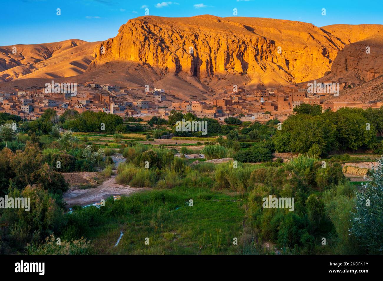 The Berber village of Tizguine in the M'Goun region of the Atlas ...