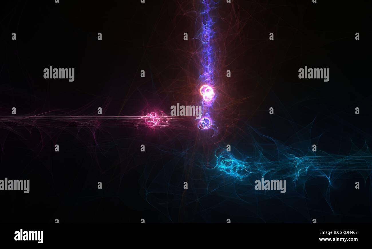 An abstract neon energy lights on a black background Stock Photo - Alamy