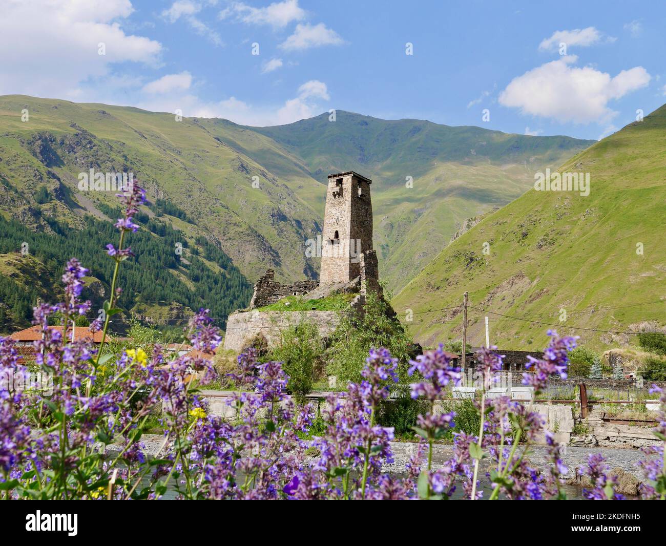 Sno fortress, watchtower, in snow village. Georgia Stock Photo - Alamy