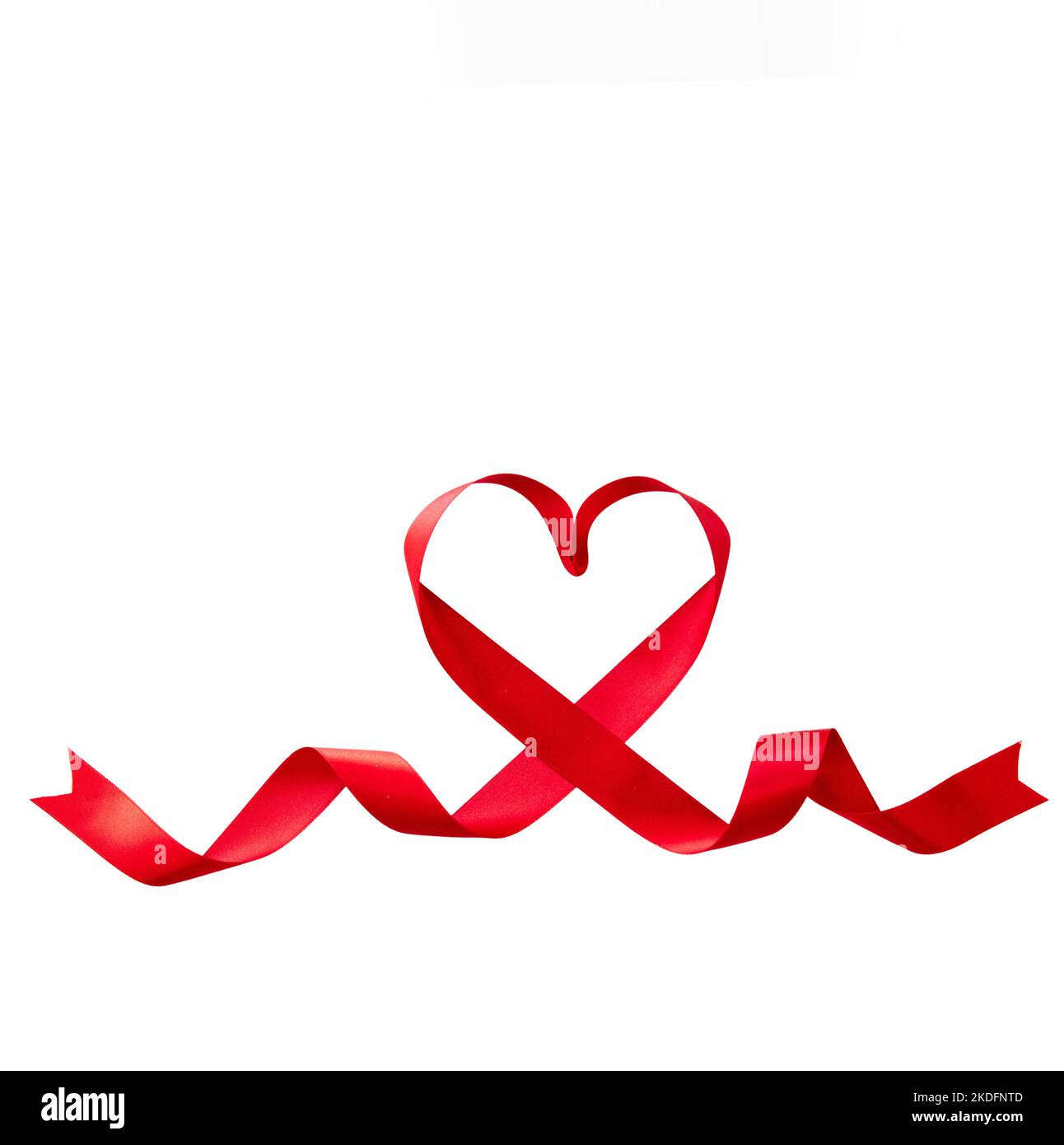 Red Ribbon Heart shape isolated on white background. Happy Valentines ...