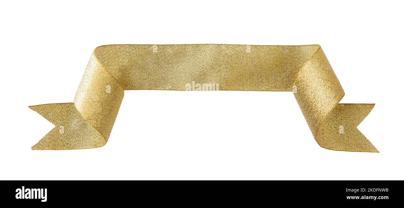 Gold ribbon banner isolated on white background, Shiny ribbon label ...
