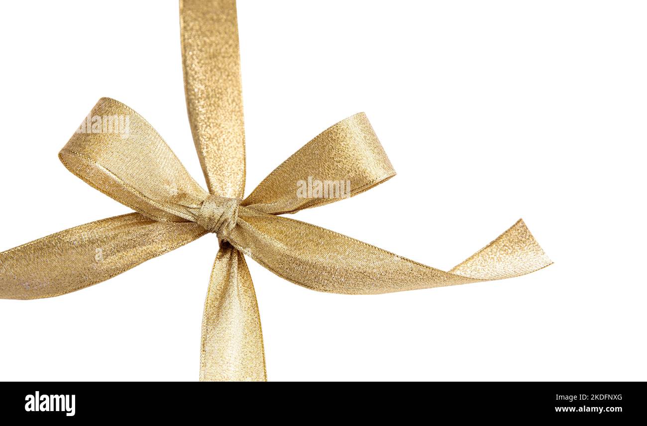 Gold ribbon bow isolated on white background, shiny christmas gifts ...