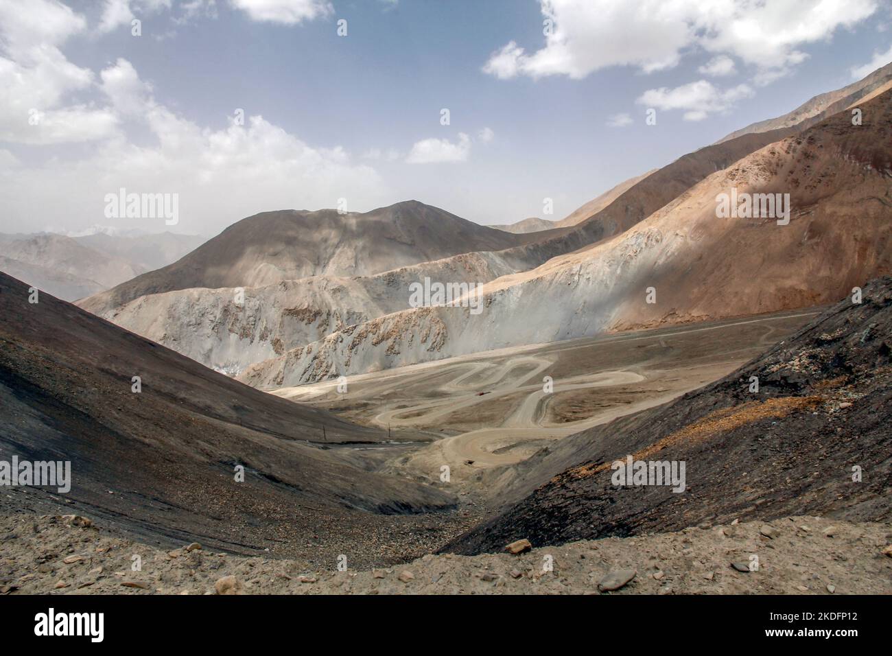 A beautiful shot of a brown landscape with cliffs under the clouds ...