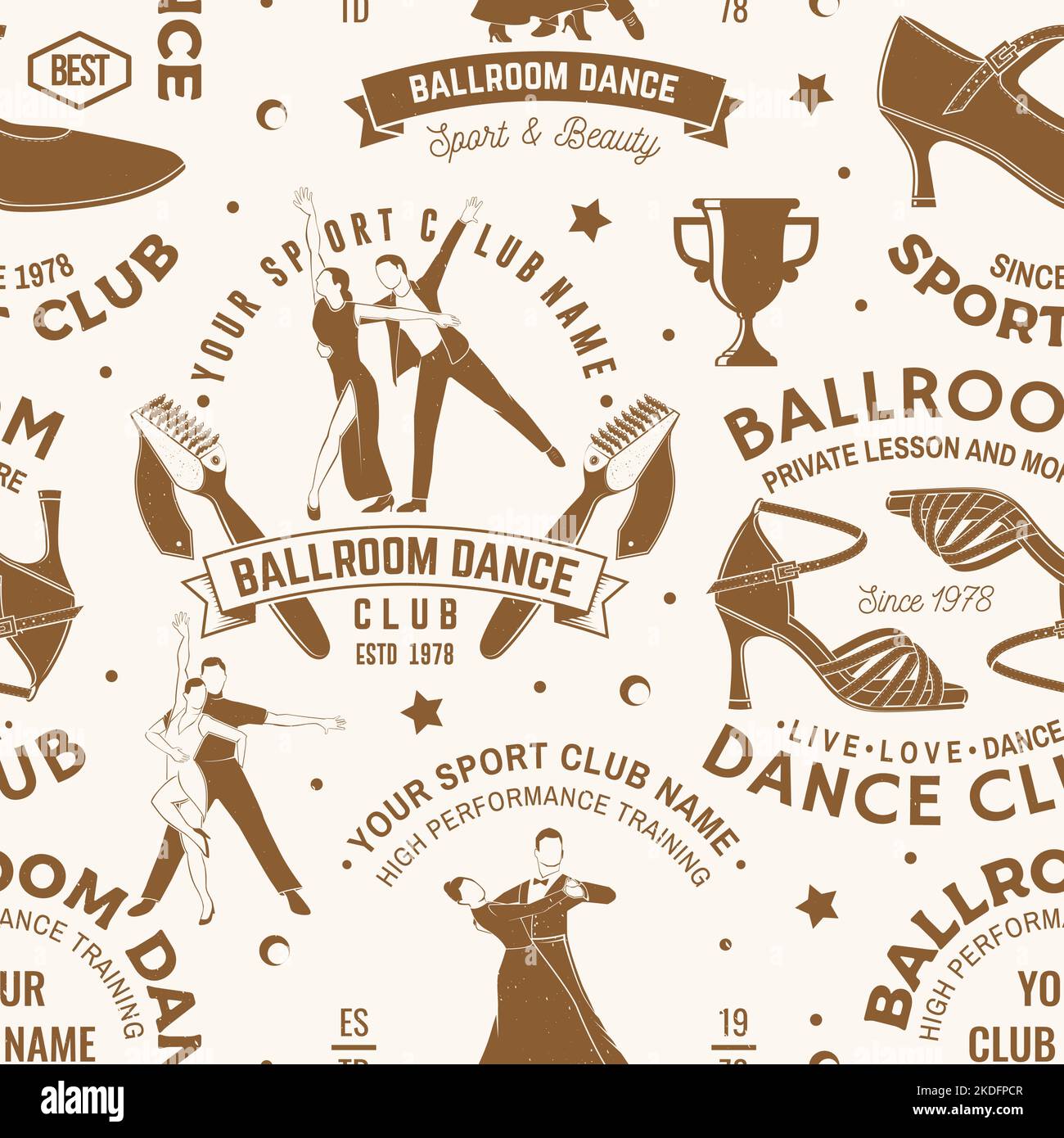 Set of Ballroom dance sport club seamless pattern. Concept for dancer ...