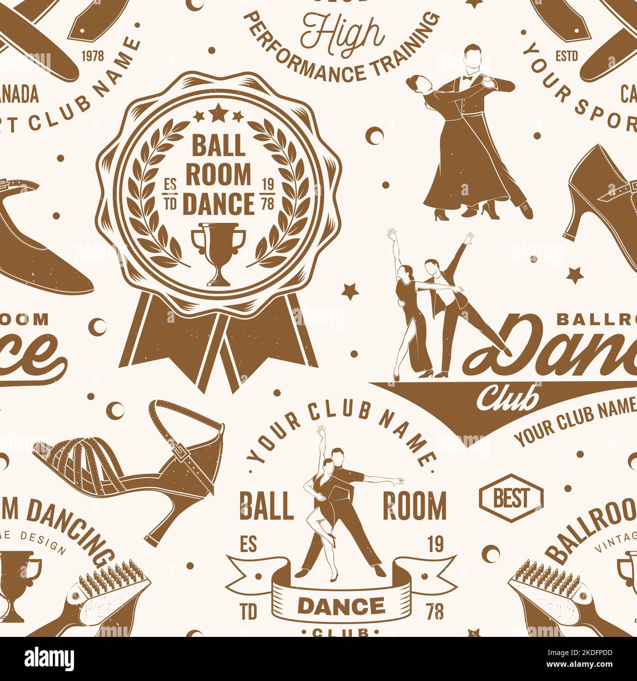Set of Ballroom dance sport club seamless pattern. Concept for dancer ...
