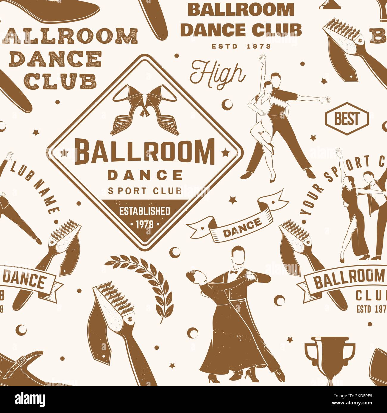 Set of Ballroom dance sport club seamless pattern. Concept for dancer ...