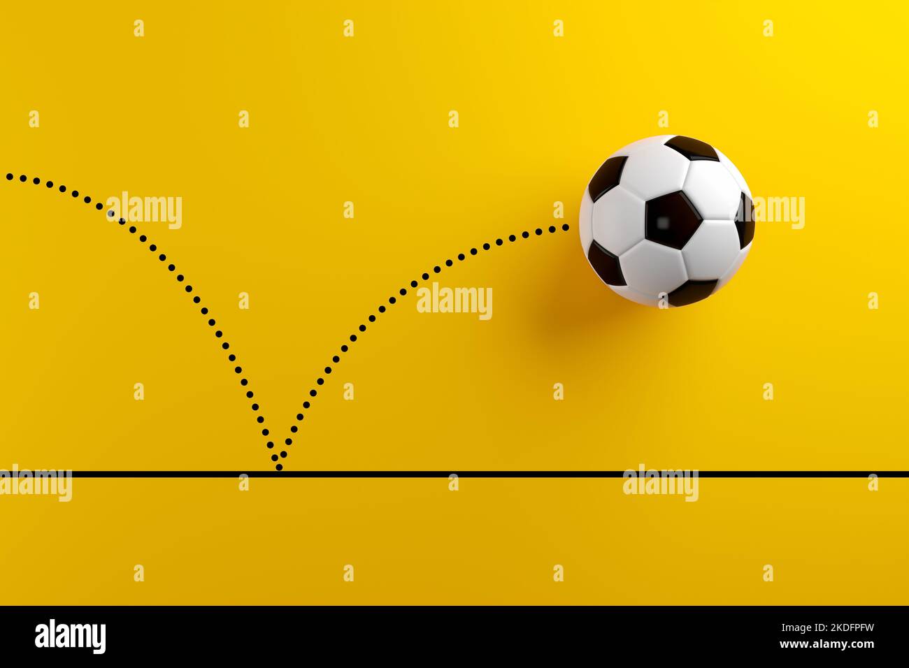 Bouncing football soccer ball on yellow background. 3D rendering Stock ...