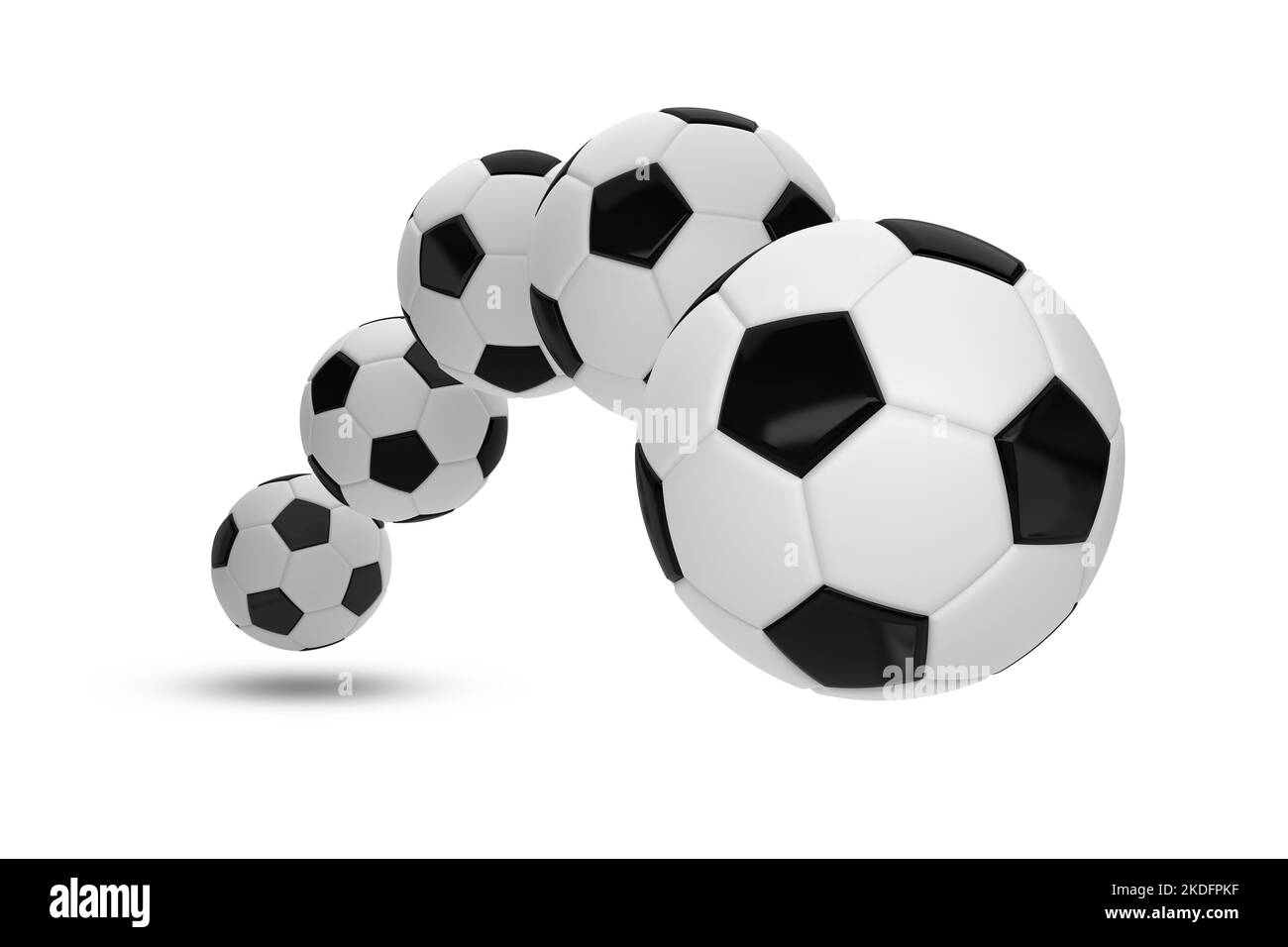 Movement of a football soccer ball on white background. 3D rendering ...