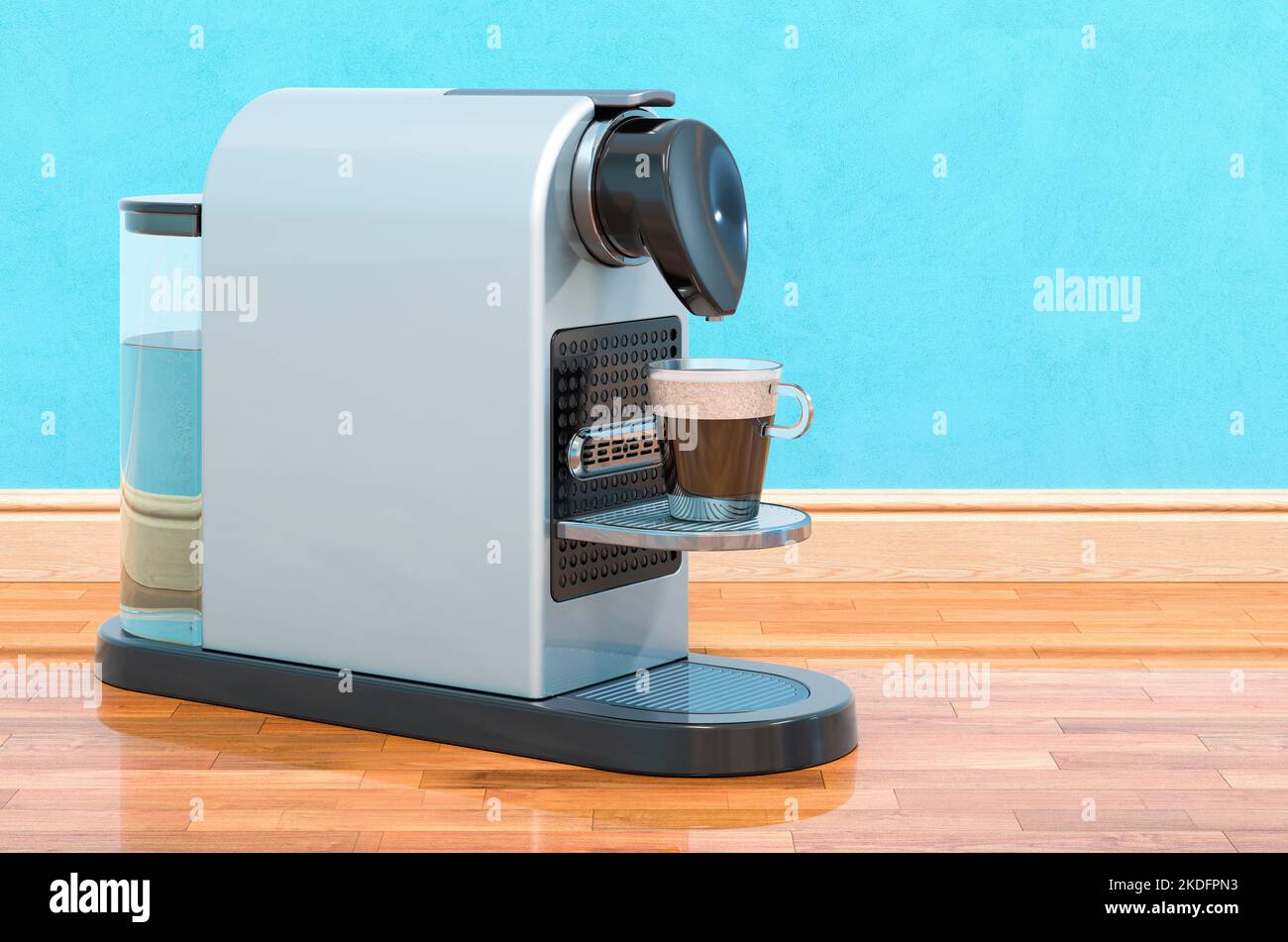 Coffee pod machine in room near wall, 3D rendering Stock Photo - Alamy