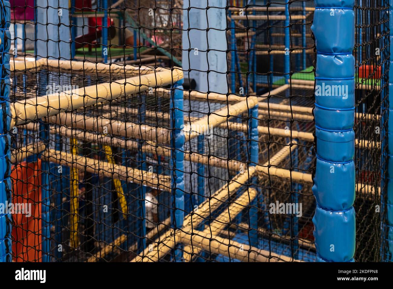 Safe playground. Soft constructions and mesh to prevent falling, in the ...