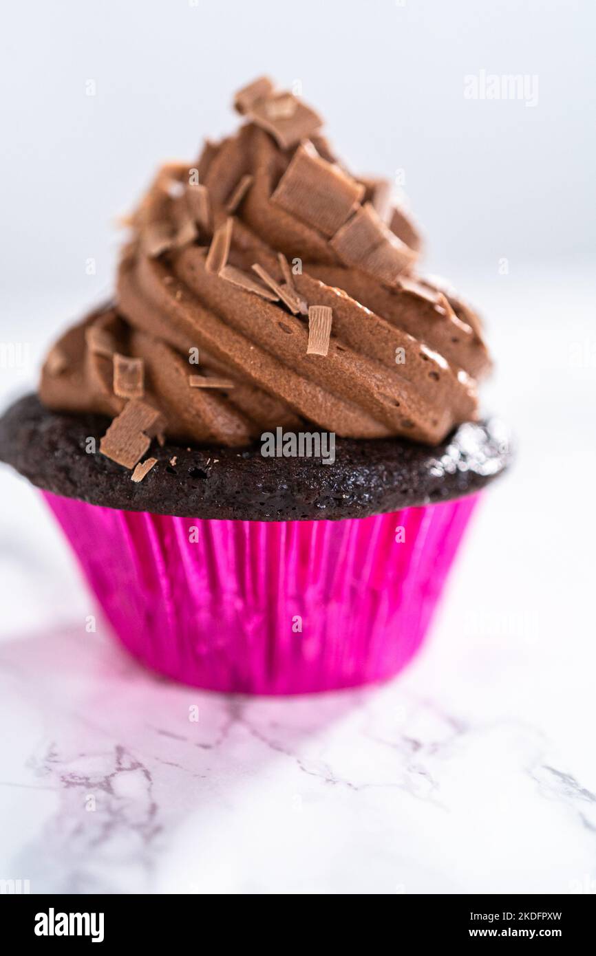 Chocolate ganache cupcake Stock Photo - Alamy