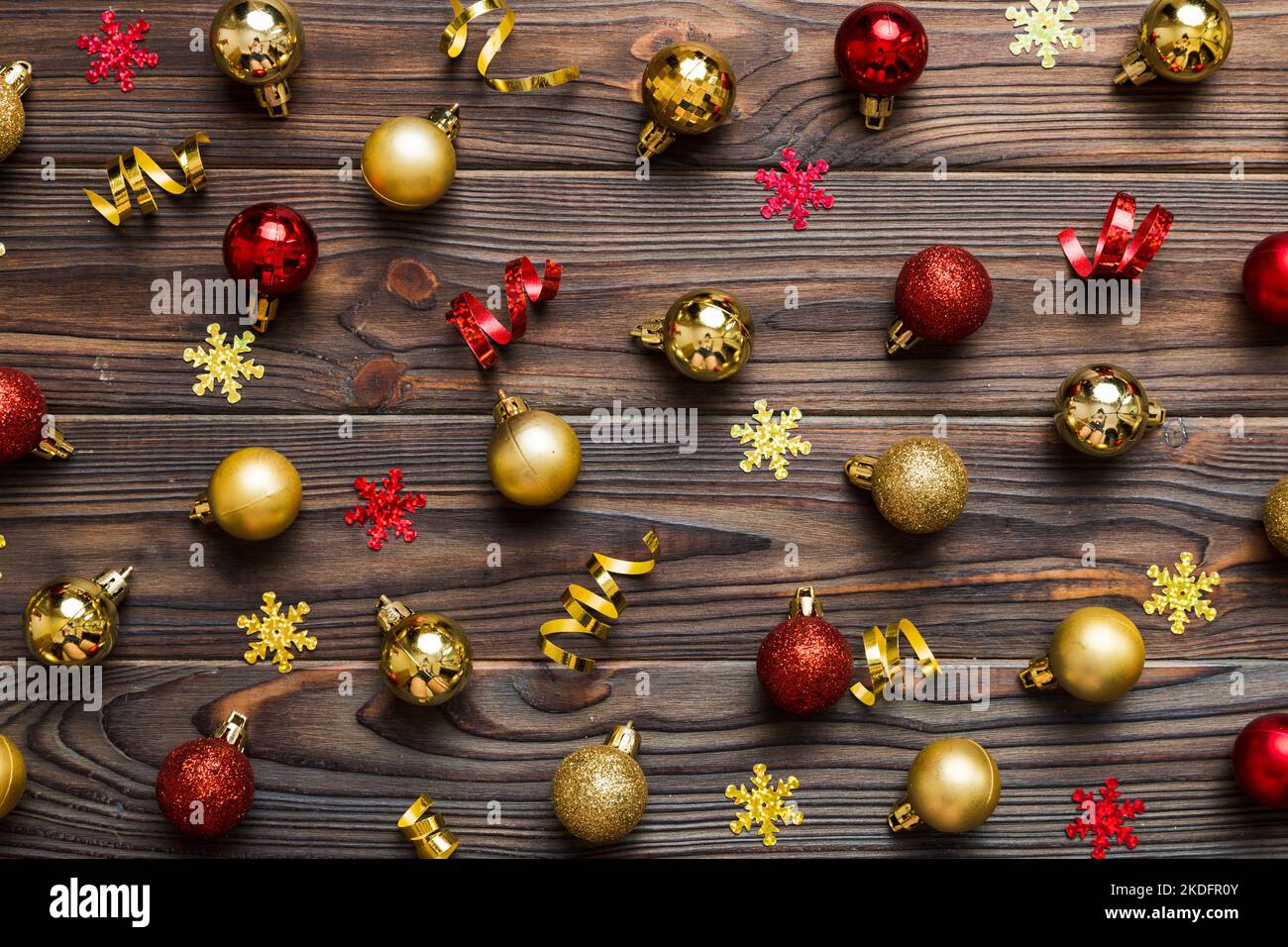 Christmas composition. a pattern of christmas balls on colored ...