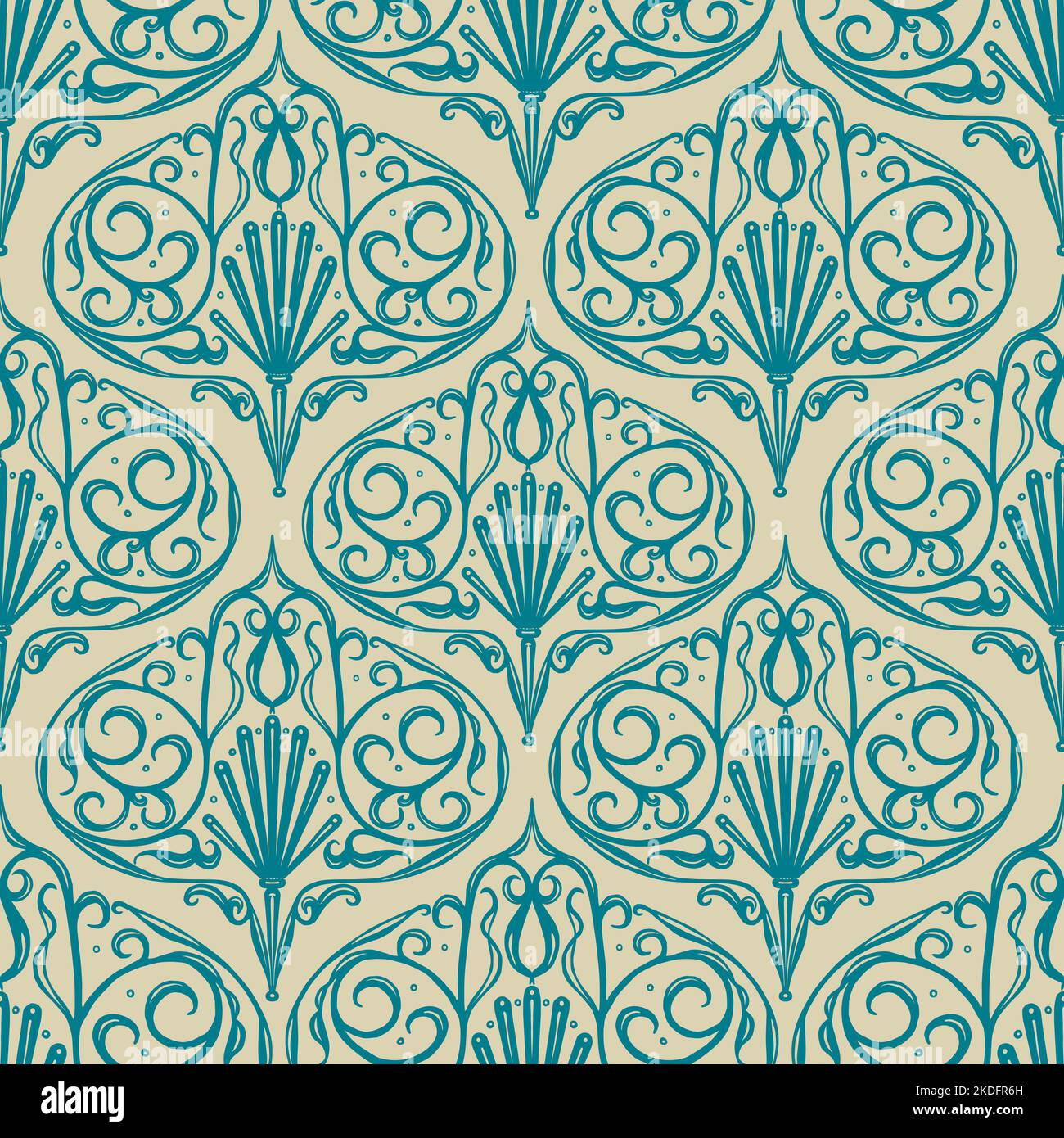 Classic seamless pattern. Design elements hand-drawn with pen and ink ...