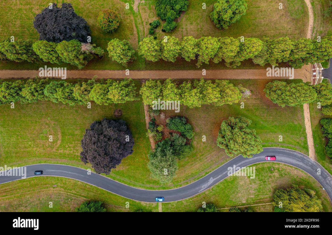Royal Earlswood Park drive with Giant Redwoods and access road Redhill ...