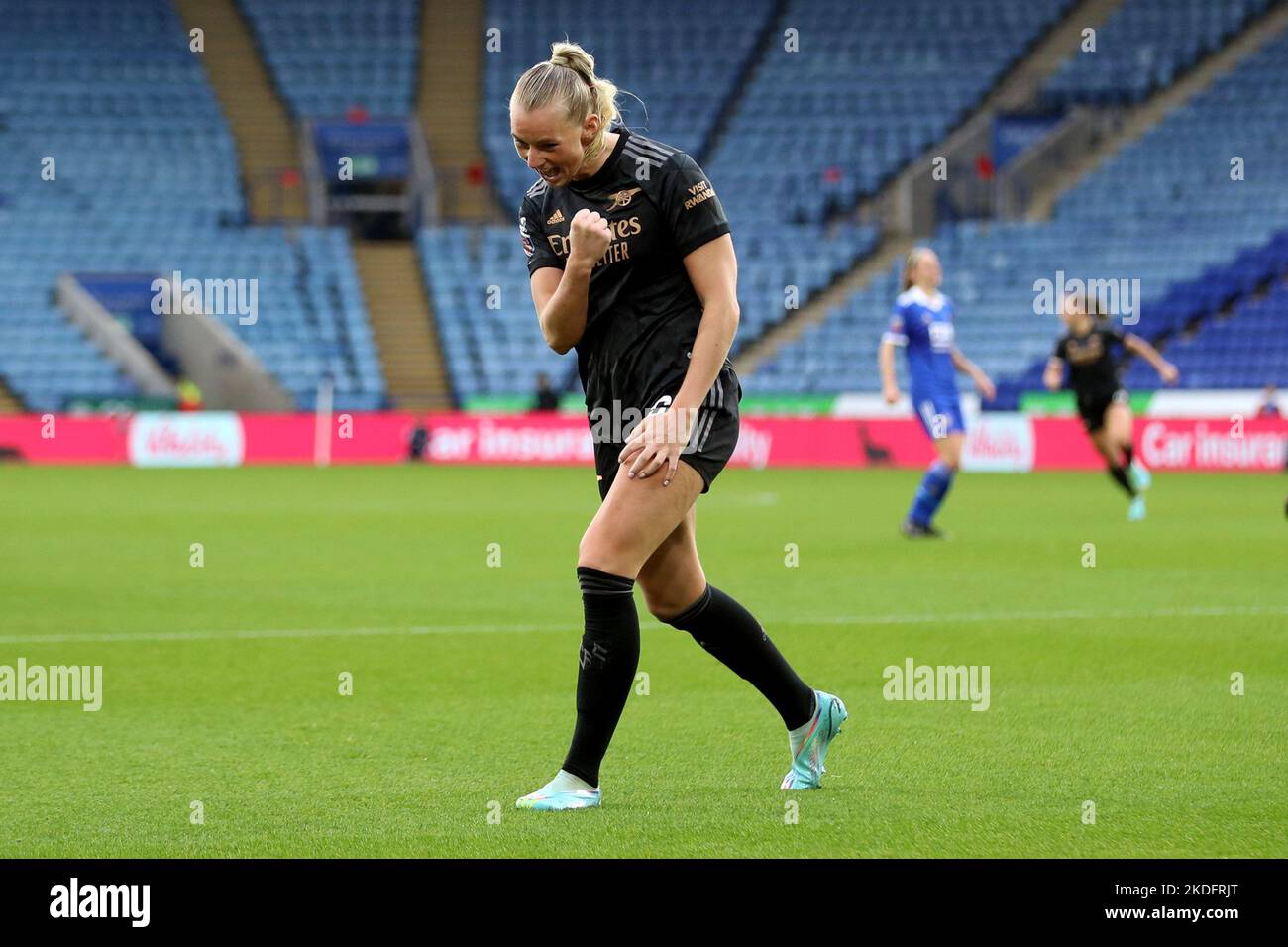 Arsenal’s Laura Wienroither celebrates after scoring their sides fourth ...