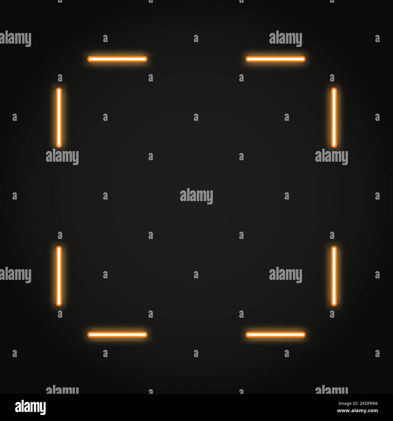 Neon orange shining square frame in line style. Glowing lines border ...