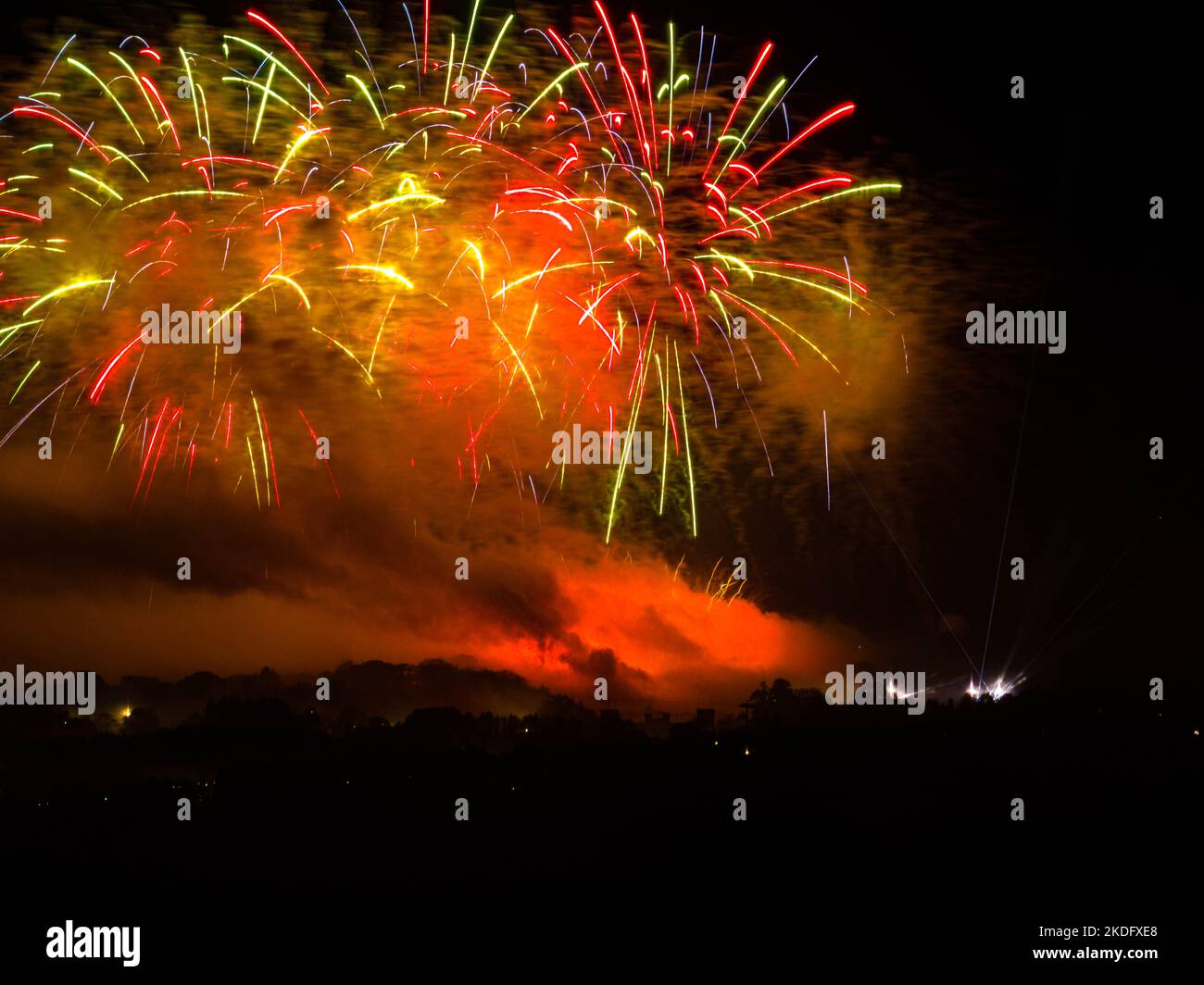Aerial Drone Long Exposure Photos of Alton Towers Fireworks Stock Photo ...
