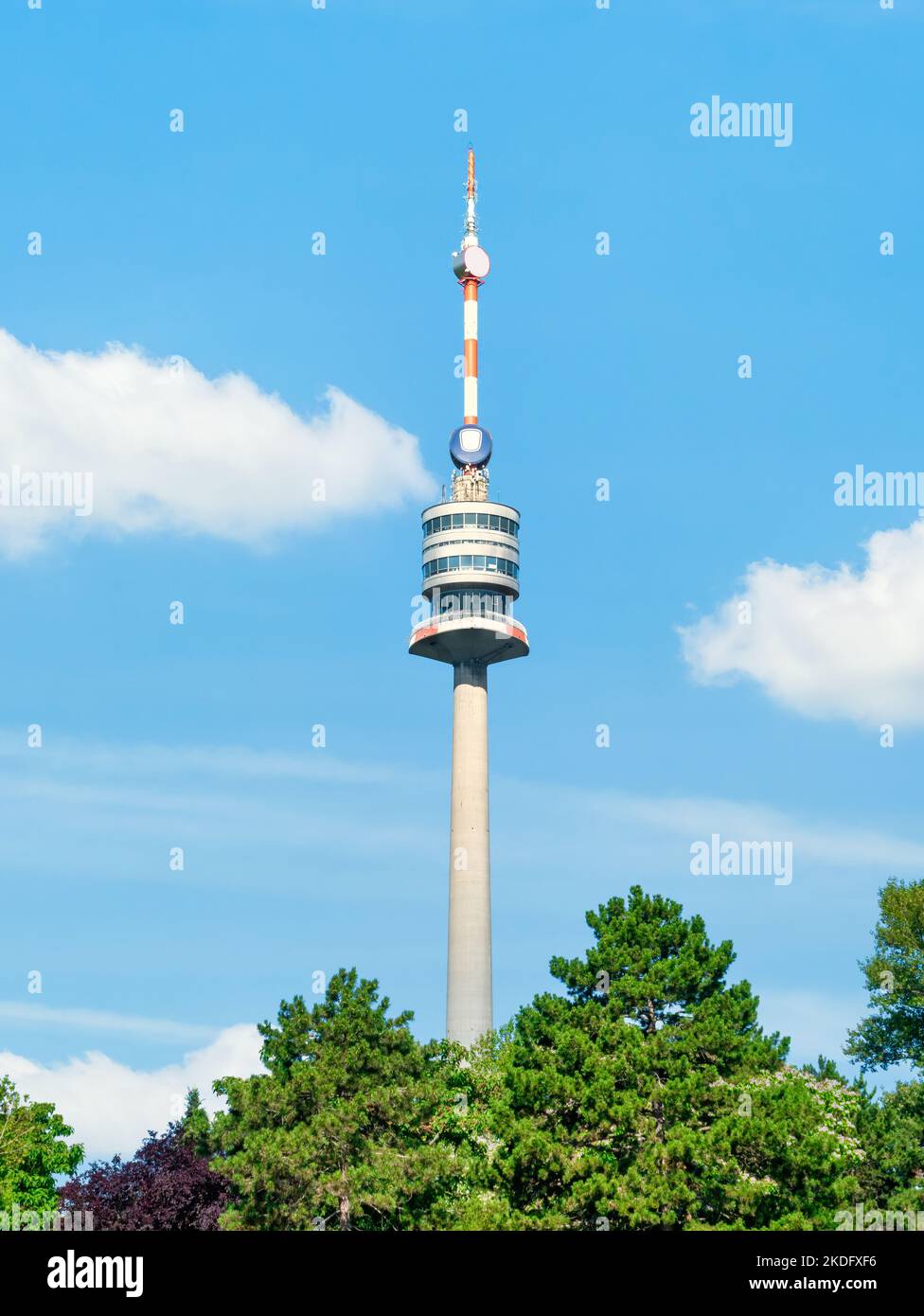 View with The Donauturm(Danube Tower) located in Donau Park. Iconic ...