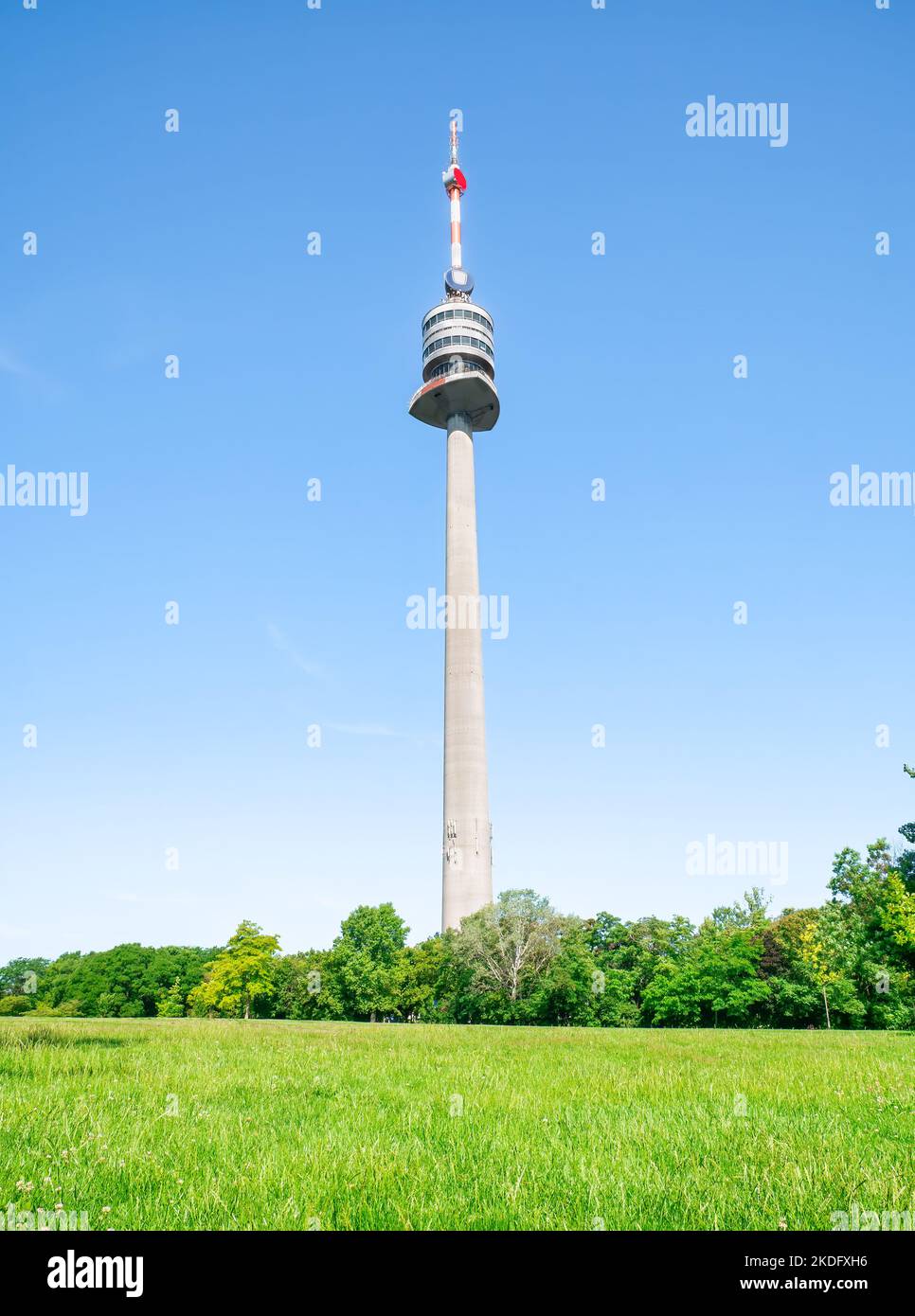 View with The Donauturm(Danube Tower) located in Donau Park. Iconic ...