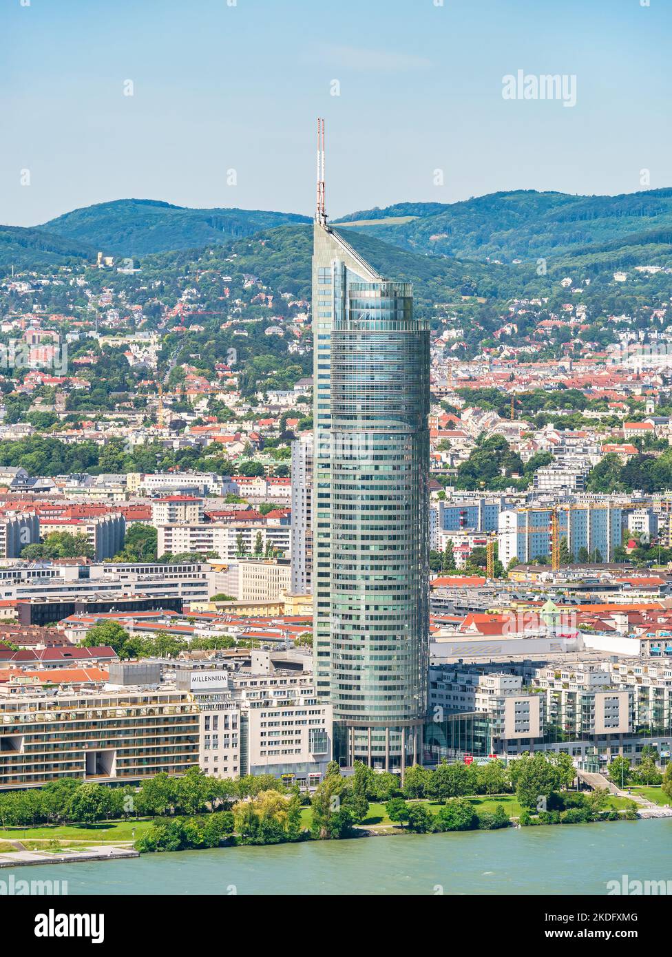 Vienna, Austria - June 2022: View with Millennium Tower, a modern tower ...