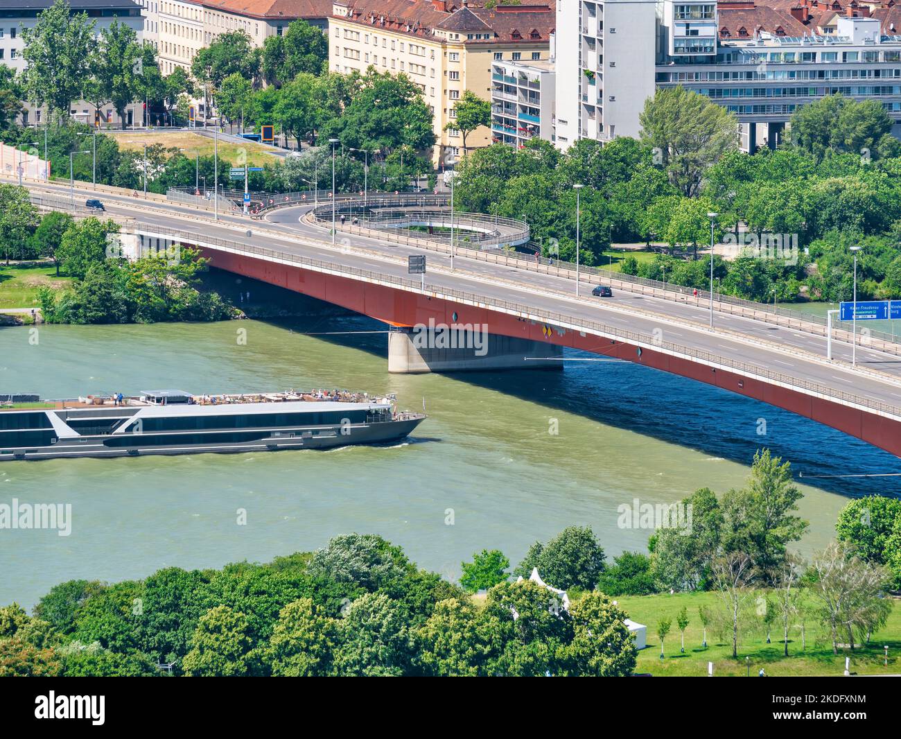 View from above with Brigittenauer Bridge over Danube river in Vienna ... View from above with Brigittenauer Bridge over Danube river in Vienna ...
