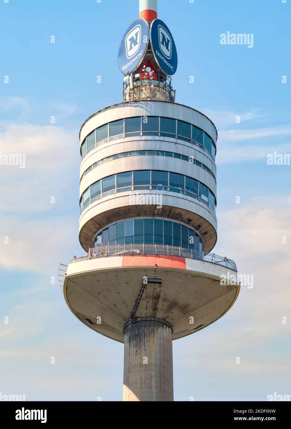 View with The Donauturm (Danube Tower) located in Donau Park. Iconic ...