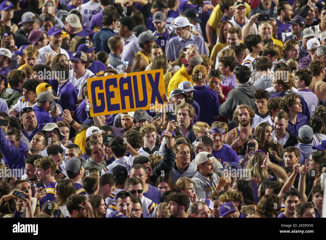 Baton Rouge, LA, USA. 5th Nov, 2022. An LSU fan holds up a cheerleaders ...