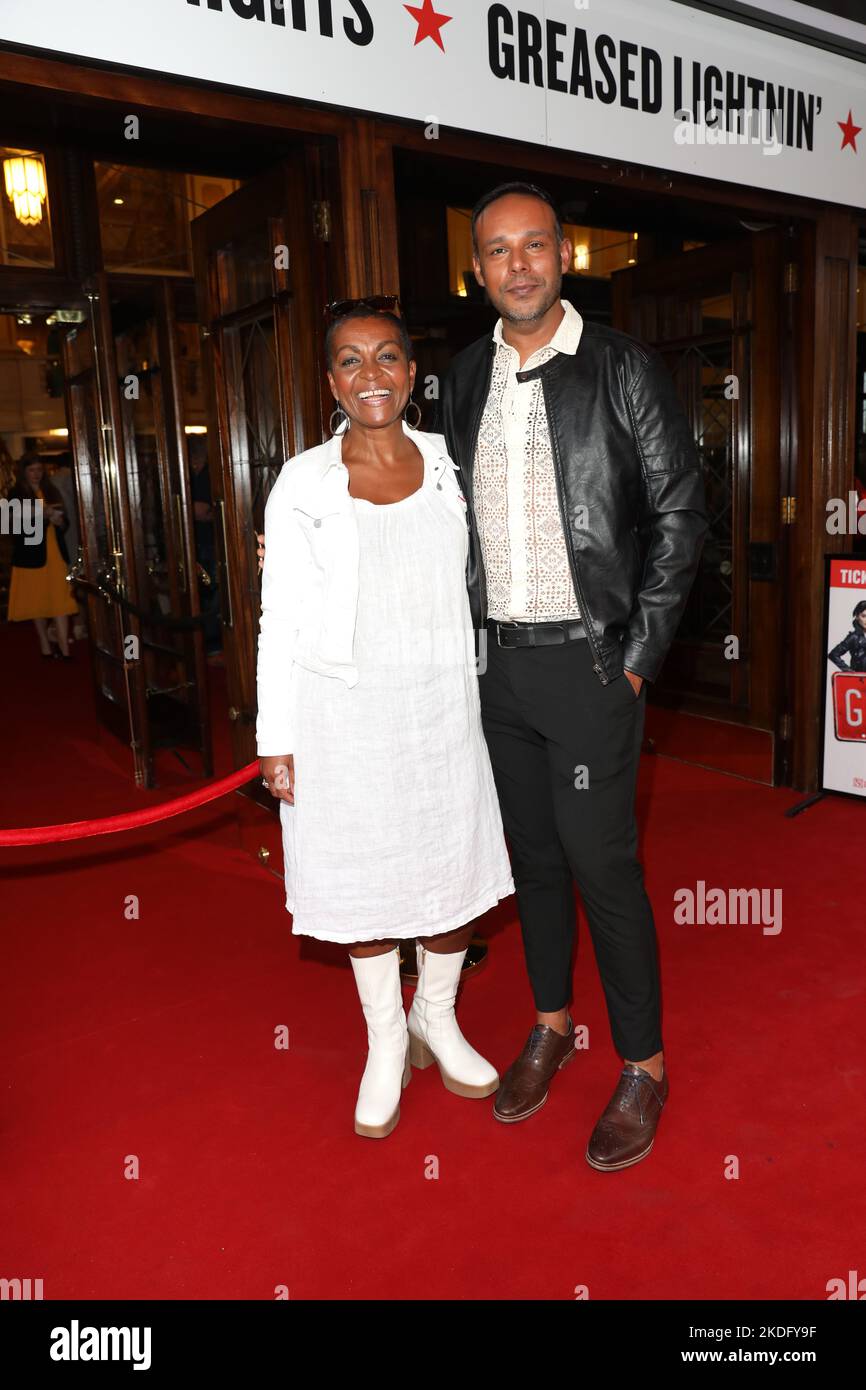 Adjoa Andoh (and her date) attend Grease press night at Dominion ...
