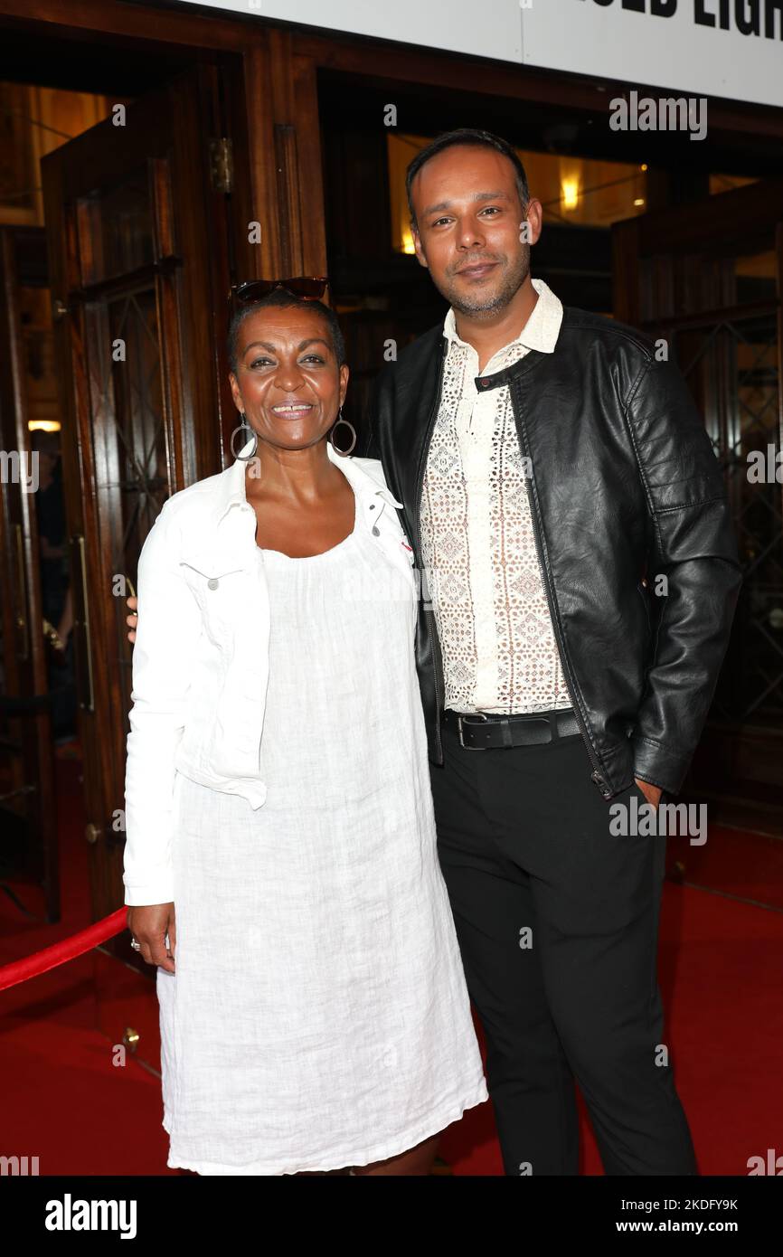 Adjoa Andoh (and her date) attend Grease press night at Dominion ...
