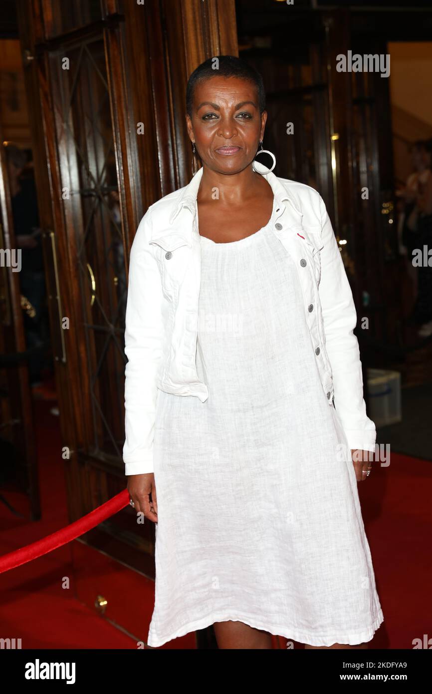 Adjoa Andoh (and her date) attend Grease press night at Dominion ...