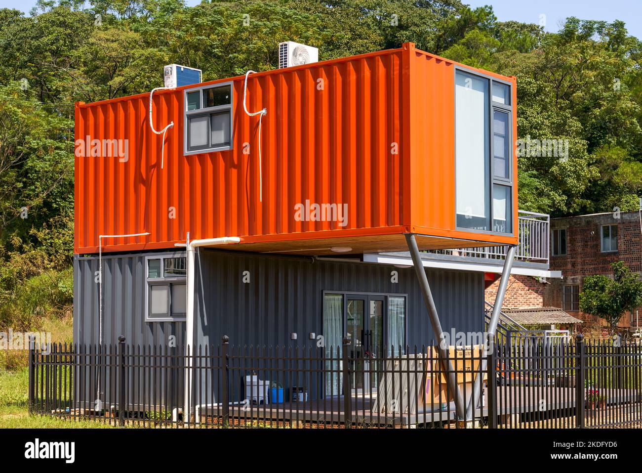 Outdoor container style homestay cabin Stock Photo - Alamy