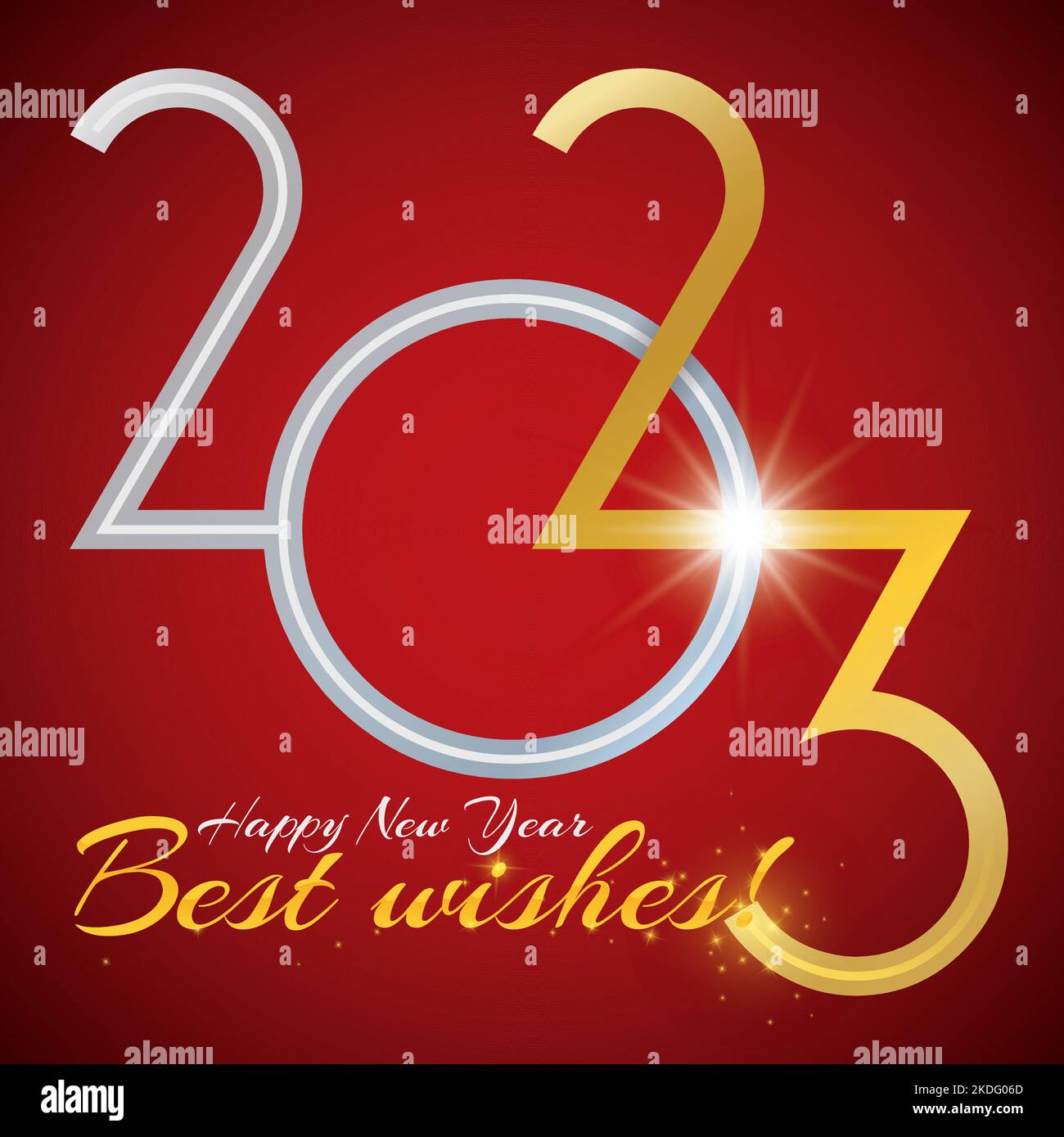 Greeting with silver and golden 2023 numbers, wishing you the best in ...