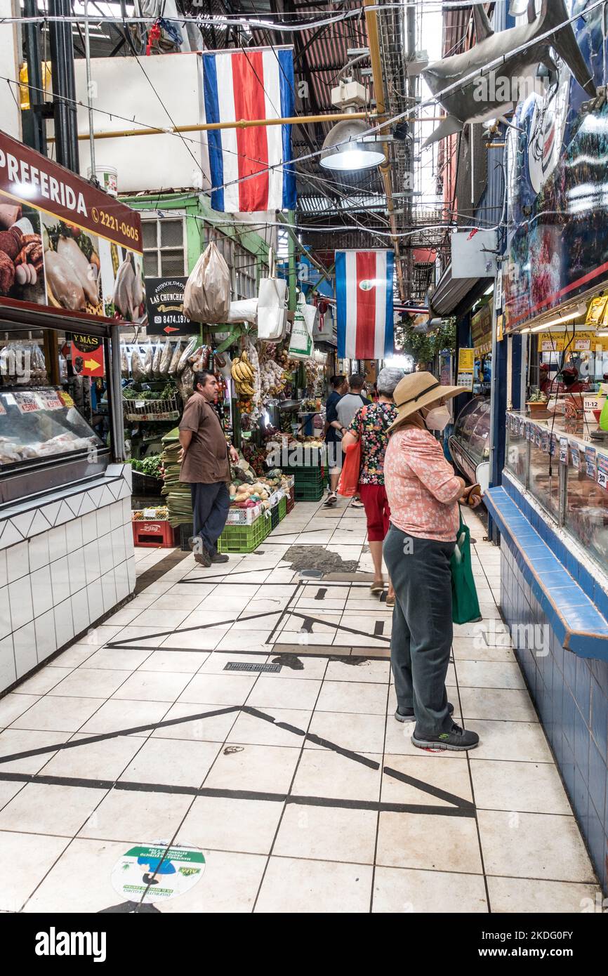 Customers shopping in the colorful Central Market in San José, Costa ...