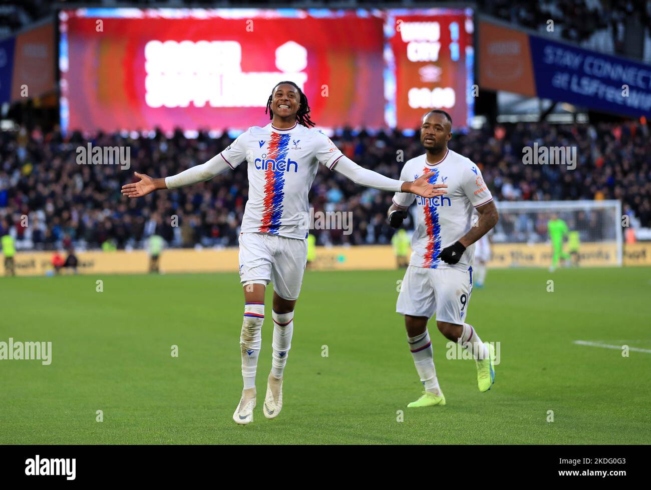 Crystal Palace's Michael Olise celebrates scoring their side's second ...