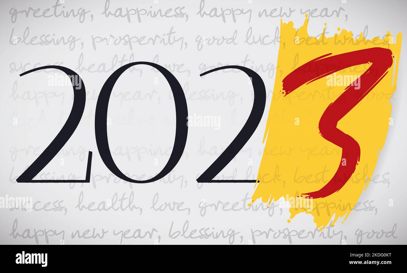Handwritten banner with greeting for good wishes, yellow brushstroke ...